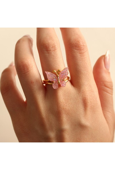 Alışveriş Burada Kelebek Figürlü Yüzük - Pembe Alışveriş Burada Kelebek Figürlü Yüzük - Pembe