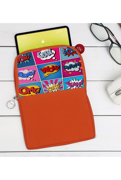 Bk Gift Pop Art Tasarımlı Taşınabilir Koruyucu Tablet Kılıfı & Organizer Çanta - Turuncu-12 Bk Gift Pop Art Tasarımlı Taşınabilir Koruyucu Tablet Kılıfı & Organizer Çanta - Turuncu-12