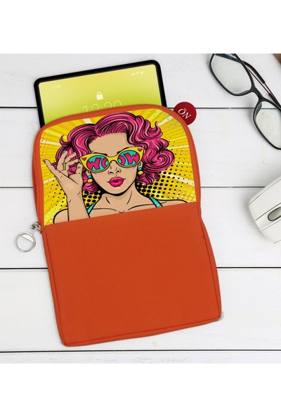 Bk Gift Pop Art Tasarımlı Taşınabilir Koruyucu Tablet Kılıfı & Organizer Çanta - Turuncu-7 Bk Gift Pop Art Tasarımlı Taşınabilir Koruyucu Tablet Kılıfı & Organizer Çanta - Turuncu-7
