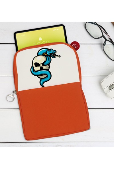 Bk Gift Kurukafa Tasarımlı Taşınabilir Koruyucu Tablet Kılıfı & Organizer Çanta - Turuncu-8 Bk Gift Kurukafa Tasarımlı Taşınabilir Koruyucu Tablet Kılıfı & Organizer Çanta - Turuncu-8