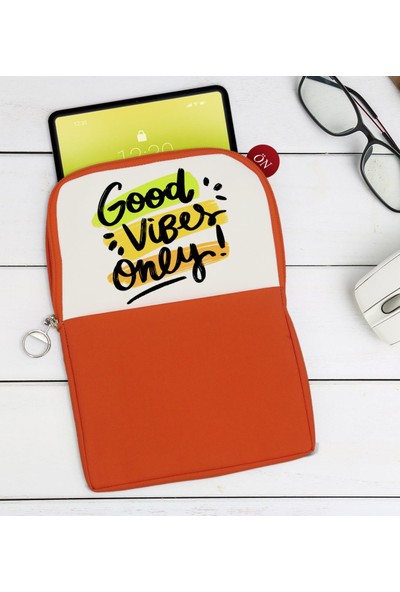 Bk Gift Good Vibes Only Tasarımlı Taşınabilir Koruyucu Tablet Kılıfı & Organizer Çanta - Turuncu-1 Bk Gift Good Vibes Only Tasarımlı Taşınabilir Koruyucu Tablet Kılıfı & Organizer Çanta - Turuncu-1