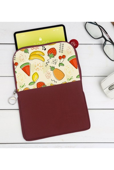 Bk Gift Meyveler Tasarımlı Taşınabilir Koruyucu Tablet Kılıfı & Organizer Çanta - Bordo-2 Bk Gift Meyveler Tasarımlı Taşınabilir Koruyucu Tablet Kılıfı & Organizer Çanta - Bordo-2