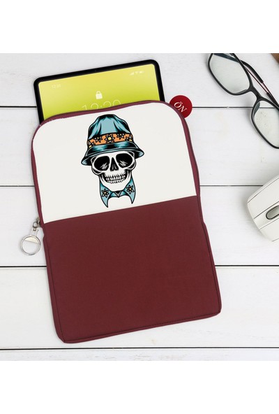 Bk Gift Kurukafa Tasarımlı Taşınabilir Koruyucu Tablet Kılıfı & Organizer Çanta - Bordo-7 Bk Gift Kurukafa Tasarımlı Taşınabilir Koruyucu Tablet Kılıfı & Organizer Çanta - Bordo-7