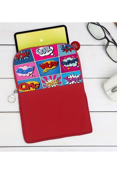 Bk Gift Pop Art Tasarımlı Taşınabilir Koruyucu Tablet Kılıfı & Organizer Çanta - Kırmızı-12 Bk Gift Pop Art Tasarımlı Taşınabilir Koruyucu Tablet Kılıfı & Organizer Çanta - Kırmızı-12