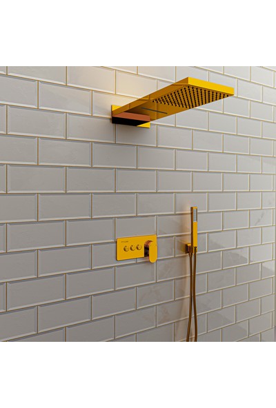 Fause Ankastre Comfort Panel Şelale Duş Seti Altın Gold FAU110-G Fause Ankastre Comfort Panel Şelale Duş Seti Altın Gold FAU110-G