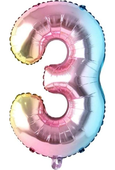 Best Parti Gökkuşağı Renk 3 Rakamı Folyo Balon 76 cm Best Parti Gökkuşağı Renk 3 Rakamı Folyo Balon 76 cm