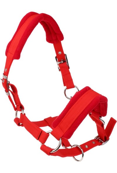 Homyl Ayarlanabilir Yumuşak Polar & Sünger Yastıklı At Headcollar / Halter Kırmızı Büyük (Yurt Dışından)
