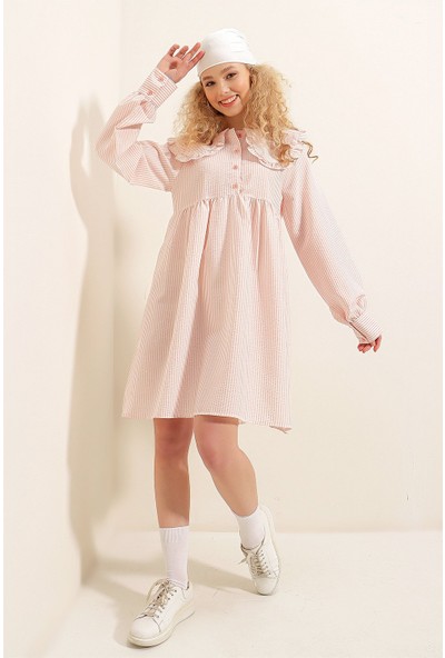 Hakke Çizgili Bebe Yaka Tunik