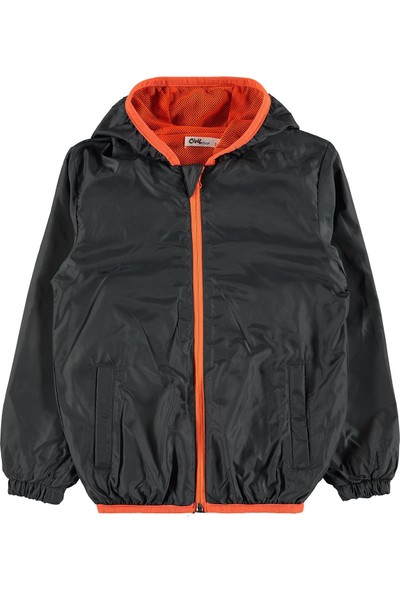 Civil Boys Erkek Çocuk Kapüşonlu Yağmurluk 6-9 Yaş Füme