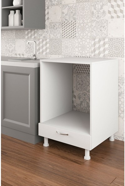 Çekmeceli Ankastre Fırın Mutfak Dolabı Beyaz Çekmeceli Ankastre Fırın Mutfak Dolabı Beyaz