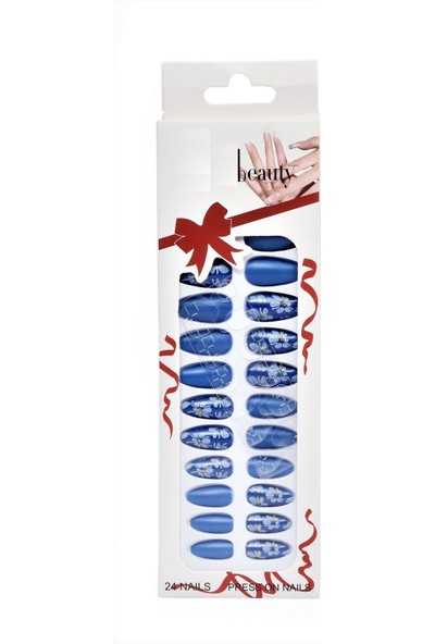 Shushu 24'lü Takma Tırnak Slikon Yapışkanlı(Mavi+ Desenli) Shushu 24'lü Takma Tırnak Slikon Yapışkanlı(Mavi+ Desenli)