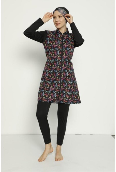 Cansoy Desenli Fermuarlı Tesettür Mayo (971) Cansoy Desenli Fermuarlı Tesettür Mayo (971)