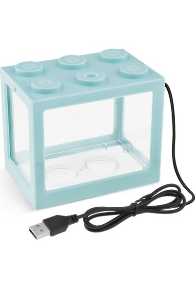 Dolity Mini Tank LED Işık Temizle Süs Akvaryum Ofis Masaüstü Dekor Mavi Dolity Mini Tank LED Işık Temizle Süs Akvaryum Ofis Masaüstü Dekor Mavi