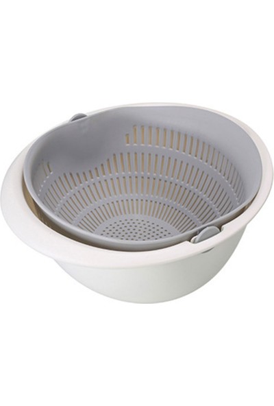 Dolity Çift Tahliye Sepeti Kase Pirinç Yıkama Erişte Sebze Meyve Gri (Yurt Dışından)