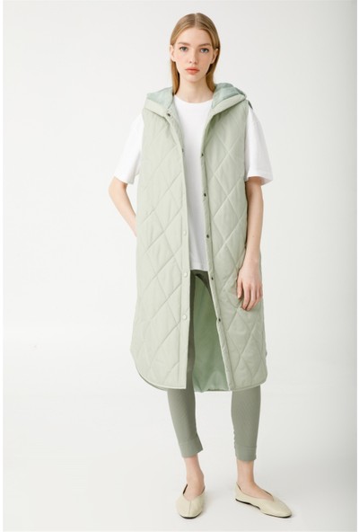 Micca Zamansız, Şık Kapitone Mevsimlik Yelek-Mint