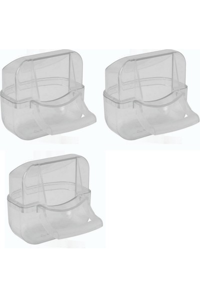 Papağanhane Kuşlar Için Şeffaf Lüks Yemlik 3 Adet