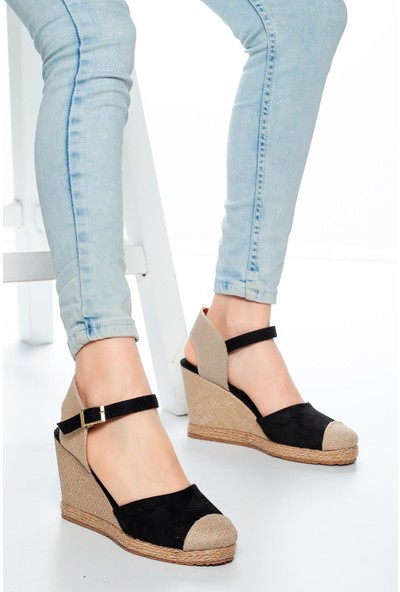 La Boss Siyah-Hasır Keten Kadın Dolgu Topuklu Ayakkabı La Boss Siyah-Hasır Keten Kadın Dolgu Topuklu Ayakkabı