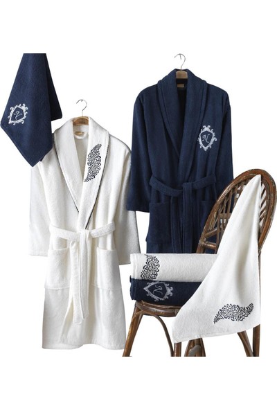 Nazik Home Ferya Kadın & Erkek 6 Parça Aile Bornoz Seti (%100 Pamuk)