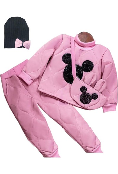 Riccotarz Kız Çocuk Pulpayet Minnie Işlemeli Çanta ve Bereli Paraşüt Kumaş Pembe Eşofman Takım Riccotarz Kız Çocuk Pulpayet Minnie Işlemeli Çanta ve Bereli Paraşüt Kumaş Pembe Eşofman Takım