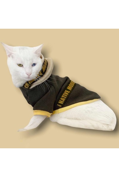 Kemique Green Modern Native Kapşonlu Sweatshirt Kedi Kıyafeti Kemique Green Modern Native Kapşonlu Sweatshirt Kedi Kıyafeti