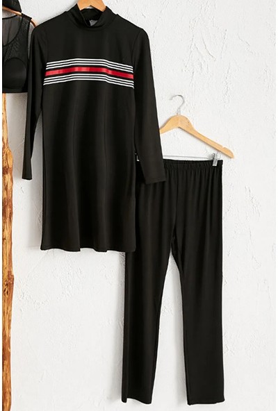 Marina Siyah Kadın Tasarım 2'li Tesettür Mayo 5003 Marina Siyah Kadın Tasarım 2'li Tesettür Mayo 5003