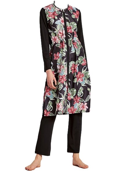 Marina Siyah Kadın Tasarım 2'li Tesettür Mayo 5007