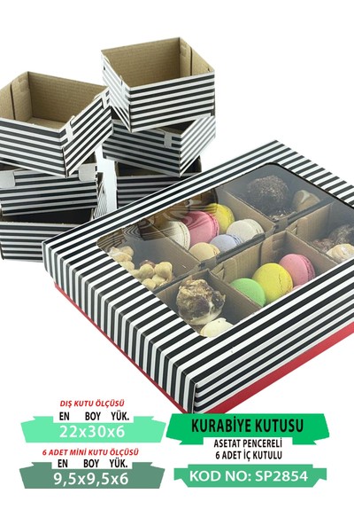 Feza Kutu 22X30X6 Pencereli Kahvaltı - Sürpriz Kutu 6 Adet Iç Kutulu Karton Kutu (10 Adet)