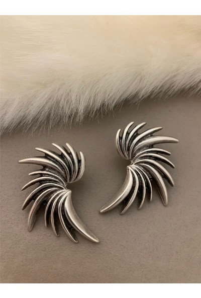 Etnik Saçaklı Silver Renk Küpe