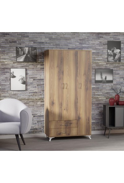 Shila Home Üç Kapaklı Dolap Empoli Ceviz Shl.a.10.03