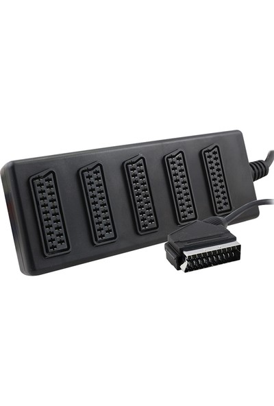 Elektromer Scart Dağıtıcı 5 Li Siyah (1 Erkek - 5 Dişi Scart) Elektromer Scart Dağıtıcı 5 Li Siyah (1 Erkek - 5 Dişi Scart)