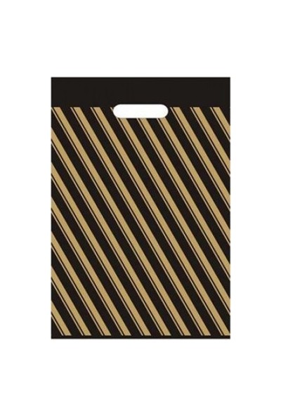 Çizgili Siyah Poşet Takviyeli Diagonal Poşet Mağaza Poşeti 40X50 cm (No 4) 50 Adet Çizgili Siyah Poşet Takviyeli Diagonal Poşet Mağaza Poşeti 40X50 cm (No 4) 50 Adet