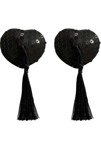 Pudra Siyah Püsküllü Seksi Göğüs Ucu Kapatıcı