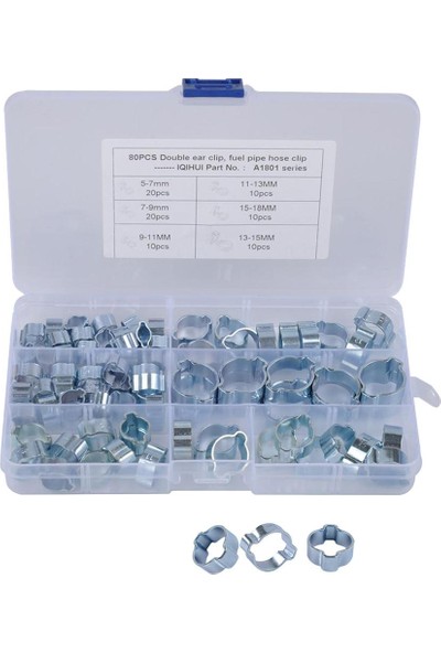 80 Adet Paslanmaz Çelik Çift Kulak Kıvrım O Klipler Hava Yakıt Hortumu Boru Kelepçeleri