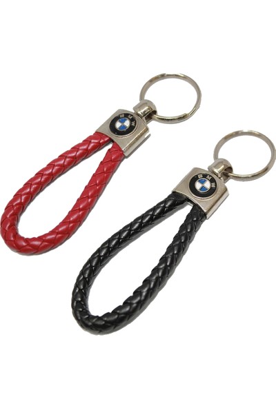 Gardenauto Bmw Deri Örgü Hasır Desen Anahtarlık Kırmızı