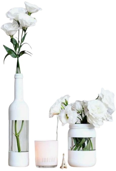 Dekobet10 El Yapımı Beyaz Cam Şişe ve Kavanoz Vazo Dekobet10 El Yapımı Beyaz Cam Şişe ve Kavanoz Vazo