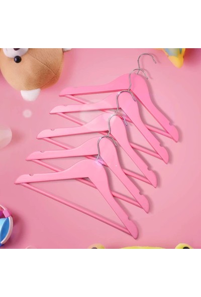Pembe Ahsap Bebek Elbise Askısı Cocuk Askısı