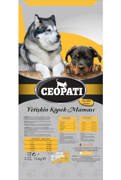 Yetişkin Köpek Maması Tavuklu 15 kg