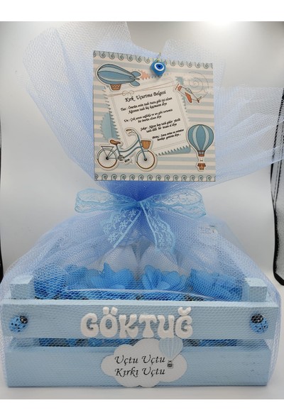 Hatıra Atölyesi Kırk Uçurma Sepeti Bebe Mavisi Ahşap Kasalı Hatıra Atölyesi Kırk Uçurma Sepeti Bebe Mavisi Ahşap Kasalı