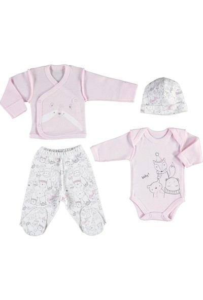 Bibaby Biorganic Lady Anımals Prematüre Set 82038 Ekru Pembe
