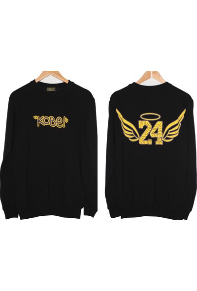Kobe Byrant 24 Baskılı Unisex Syah Ribanalı Sweatshirt