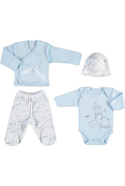 Bibaby Biorganic Handsome Anımals Prematüre Set 82039 Ekru Mavi Bibaby Biorganic Handsome Anımals Prematüre Set 82039 Ekru Mavi