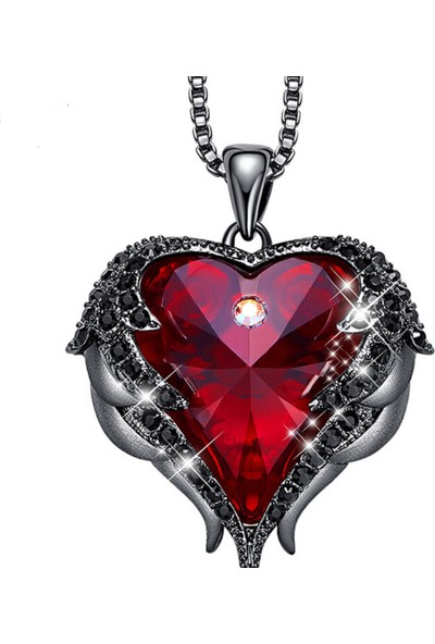 CDE Ocean Heart ve Melek Kanatları Kadın Kristal Klavikula Kolye, Kırmızımsı Siyah (Yurt Dışından) CDE Ocean Heart ve Melek Kanatları Kadın Kristal Klavikula Kolye, Kırmızımsı Siyah (Yurt Dışından)
