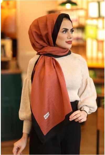 Ayperi Kiremit Rengi Pamuklu Monogram Şal Ayperi Kiremit Rengi Pamuklu Monogram Şal