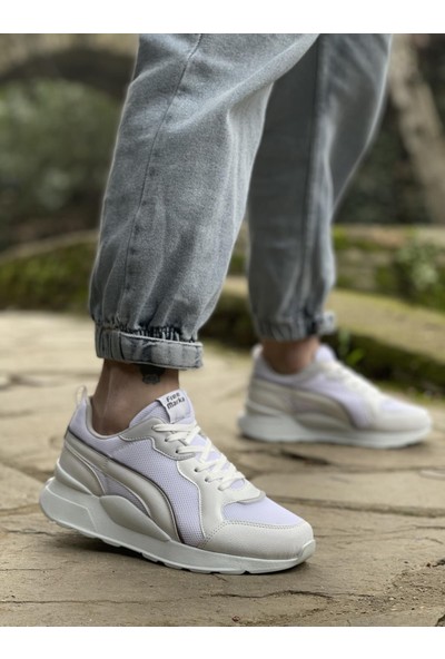 Günkar Bağcıklı Yüksek Taban Beyaz Erkek Spor Ayakkabı