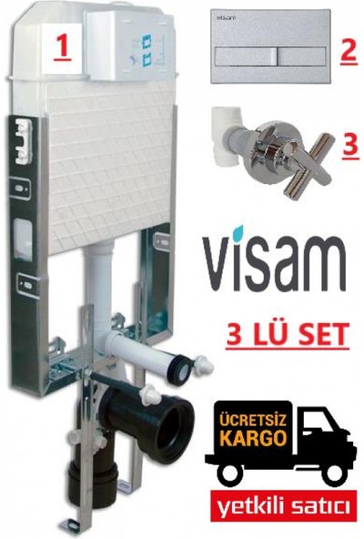 Visam Gömme Rezervuar+Panel+Ankastre Vana 3 Lü Set Visam Gömme Rezervuar+Panel+Ankastre Vana 3 Lü Set