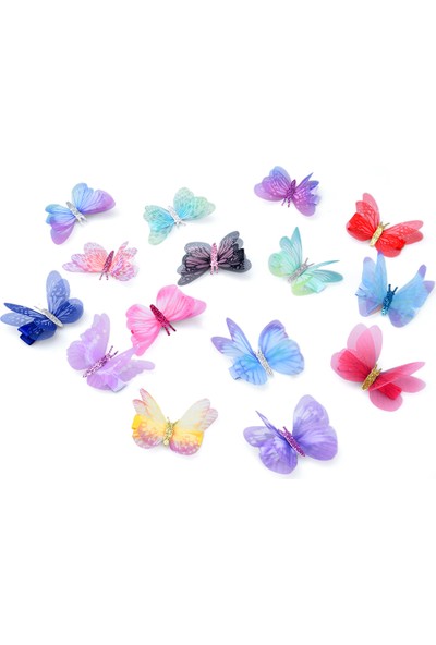 Catteo 15 Adet 3D Kelebek Şekilli Saç Tokası Seti -Çok Renkli (Yurt Dışından) Catteo 15 Adet 3D Kelebek Şekilli Saç Tokası Seti -Çok Renkli (Yurt Dışından)