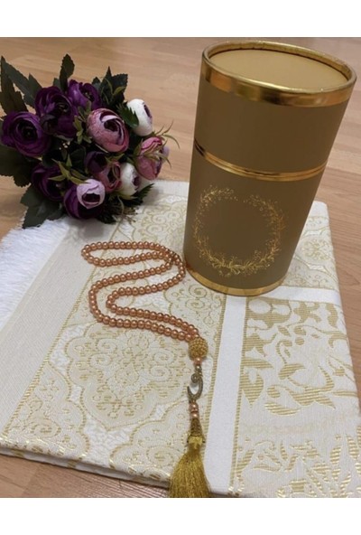 Nehir Hediyelik Hediyelik Silindir Kutulu Seccade Tesbih Seti Nehir Hediyelik Hediyelik Silindir Kutulu Seccade Tesbih Seti