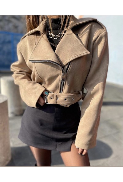 Saye Butik Crop Süet Ceket