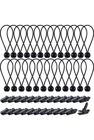 Catteo Elastik Ip Toplu 50 Adet Çadır Klipsi -Siyah (Yurt Dışından)