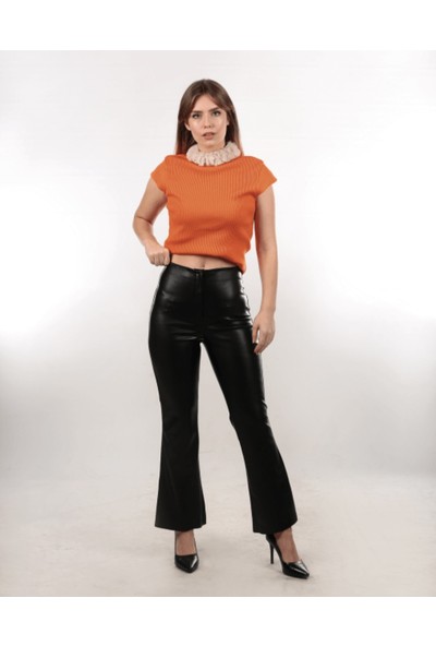 Saye Butik Kürk Yaka Detaylı Bluz